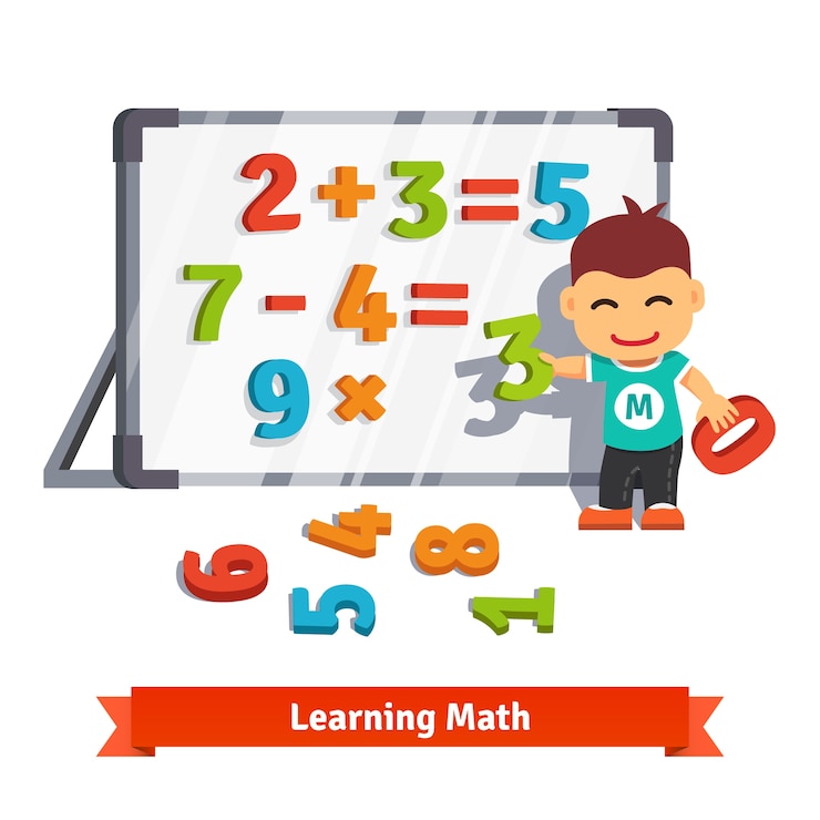Free Vector | Boy learning math Free Vector | Boy learning math