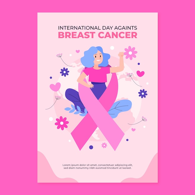 Free Vector Breast Cancer Awareness Month Vertical Poster Template
