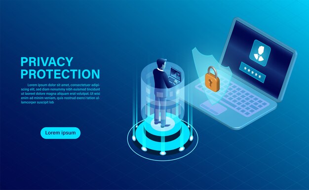 Premium Vector Banner Protect Data And Confidentiality On Mobile