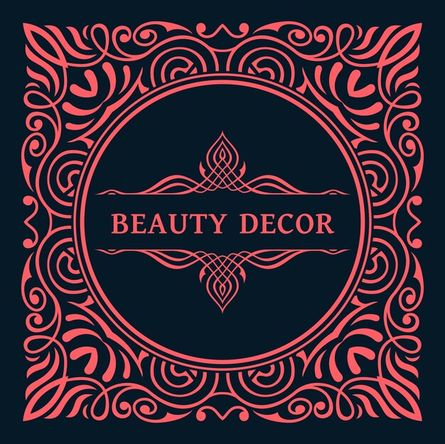 Premium Vector | Calligraphic square red frame Premium Vector | Calligraphic square red frame