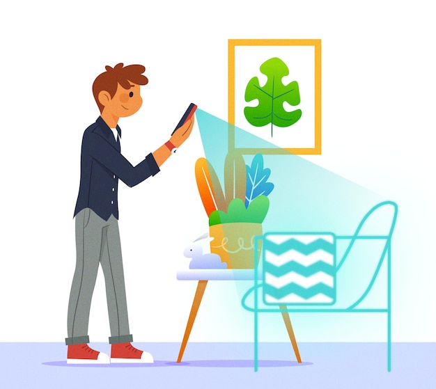 Free Vector | Character using augmented reality Free Vector | Character using augmented reality