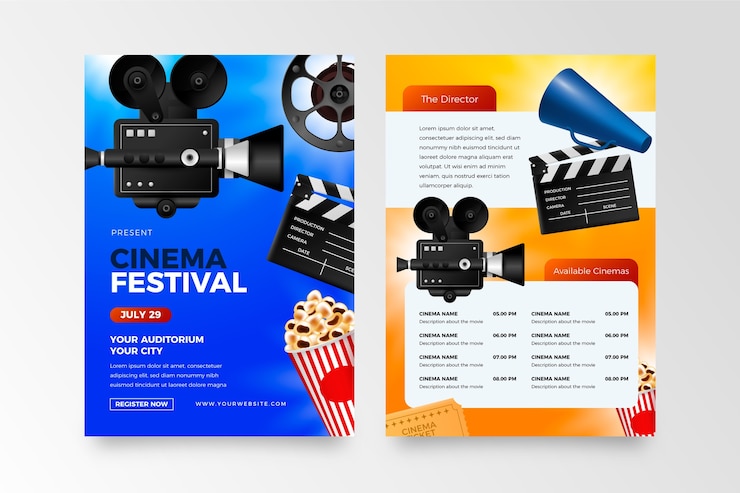 Free Vector | Cinema and movie festival brochure template Free Vector | Cinema and movie festival brochure template