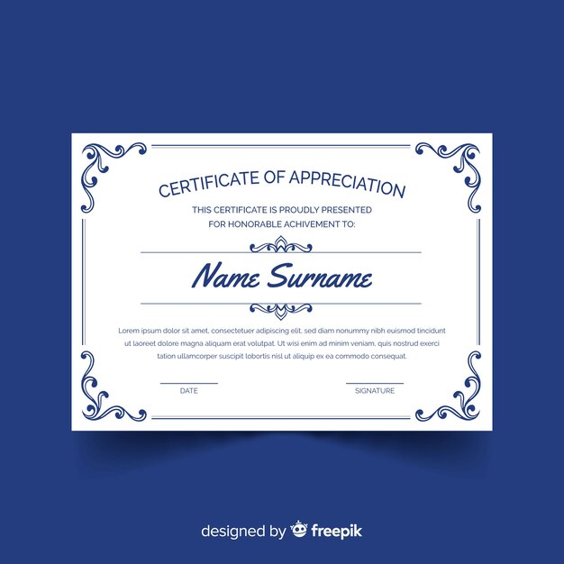 Free Vector | Classic certificate template Free Vector | Classic certificate template