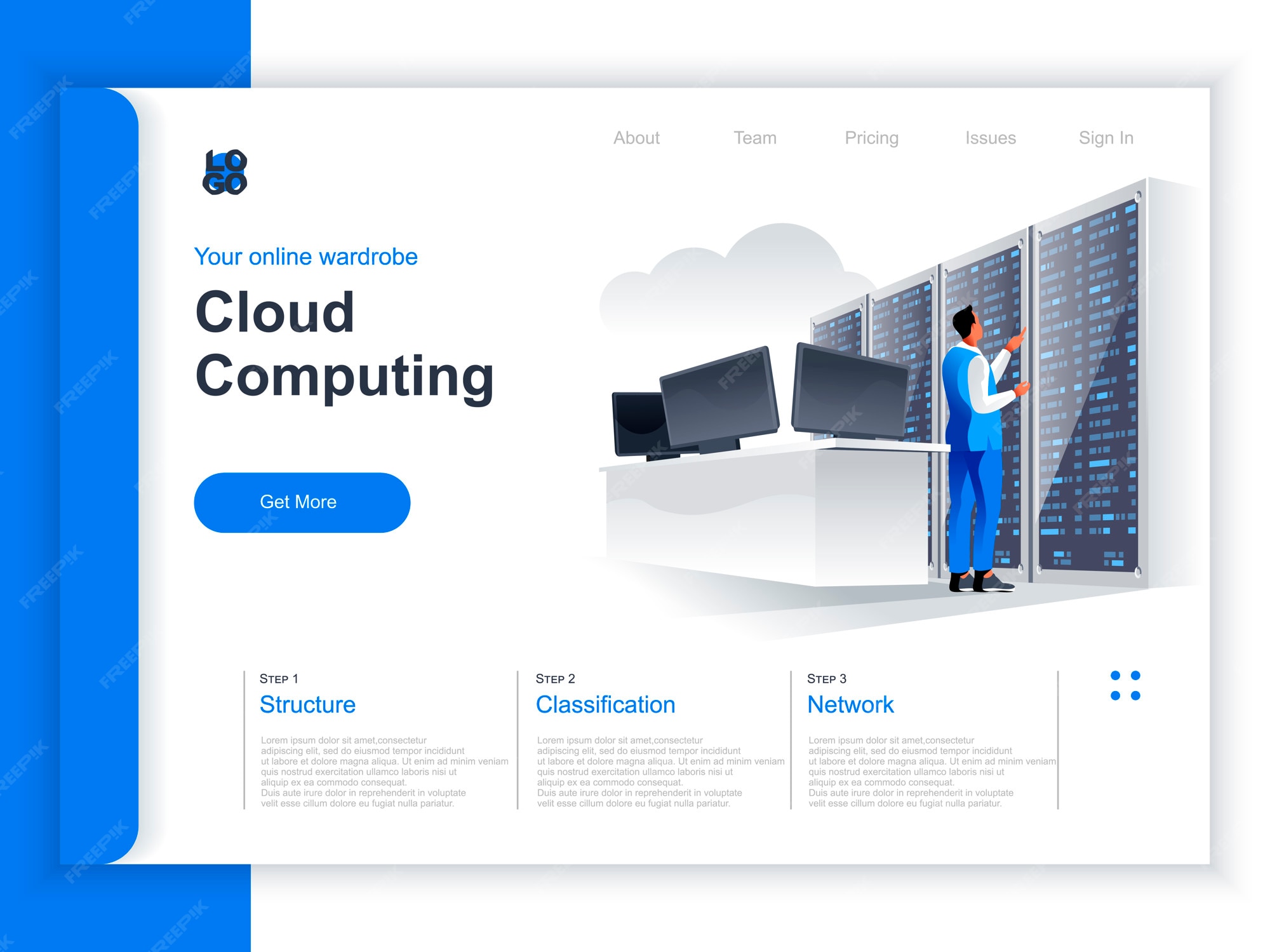 Premium Vector | Cloud computing isometric landing page. it specialist ...