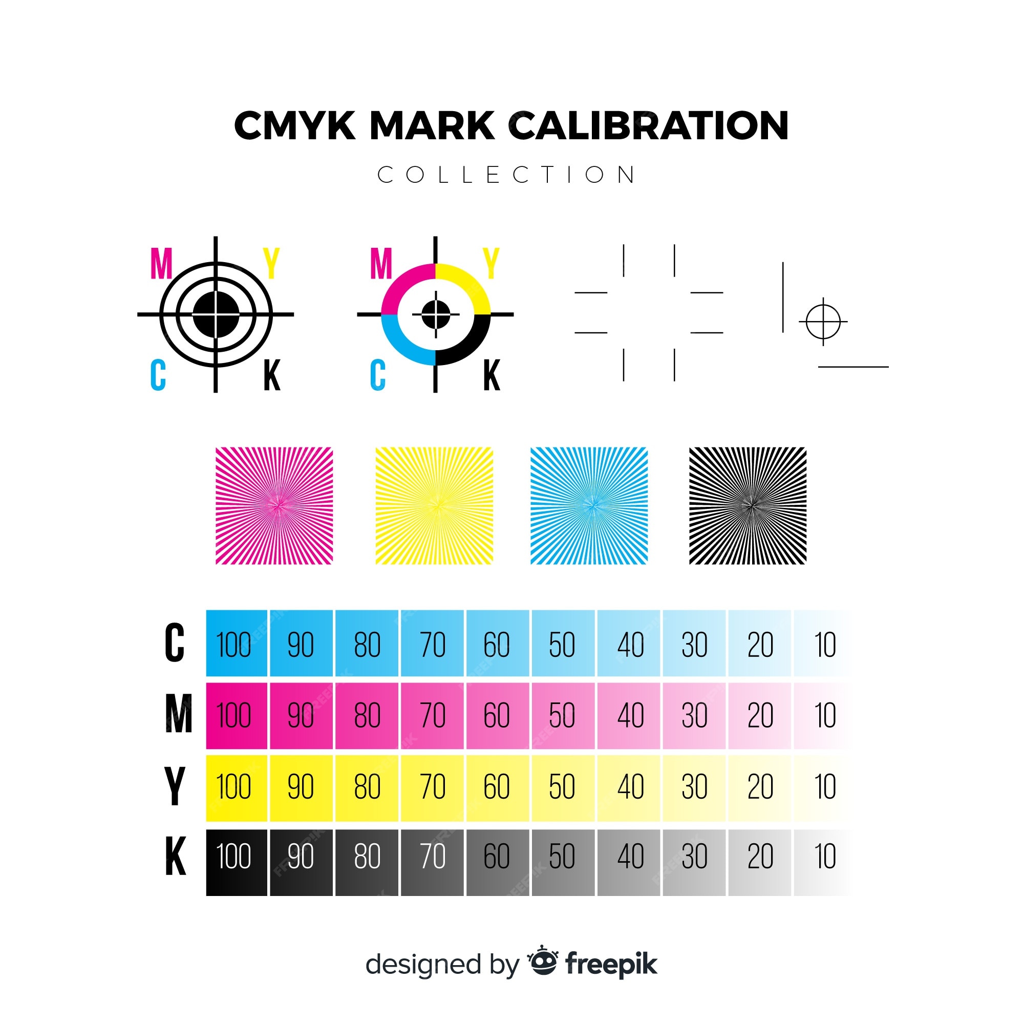 Premium Vector | Cmyk calibration element collection Premium Vector | Cmyk calibration element collection