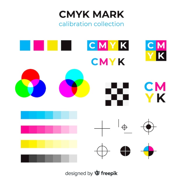 Premium Vector | Cmyk calibration element collection Premium Vector | Cmyk calibration element collection