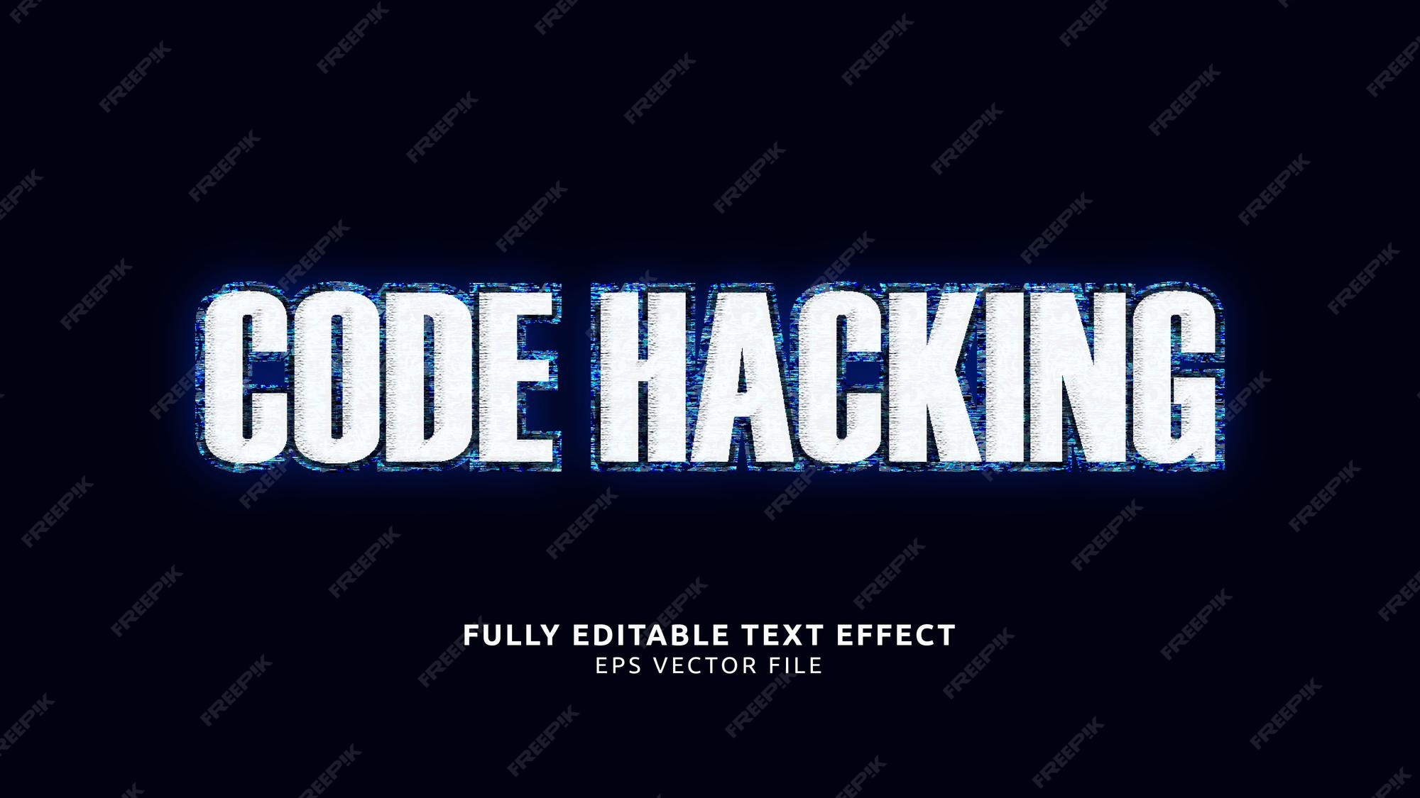 Premium Vector | Code hacking editable text effect with blue color