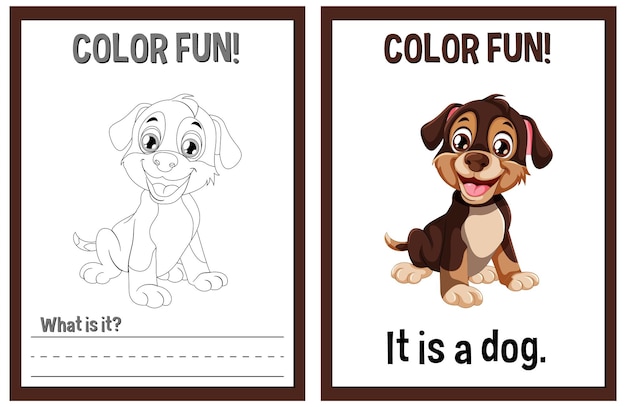 Free Vector | Color Fun Educational Dog Illustration Free Vector | Color Fun Educational Dog Illustration