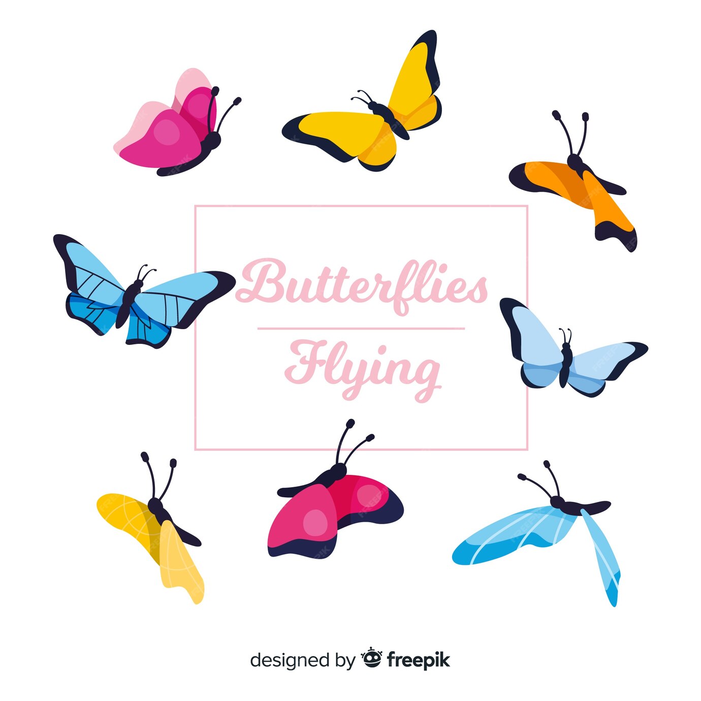 Free Vector | Colorful butterflies set