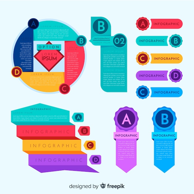 Free Vector | Colorful infographic elements pack Free Vector | Colorful infographic elements pack