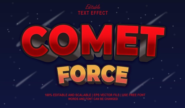 Premium Vector | Comet force editable text effect 3d style Premium Vector | Comet force editable text effect 3d style