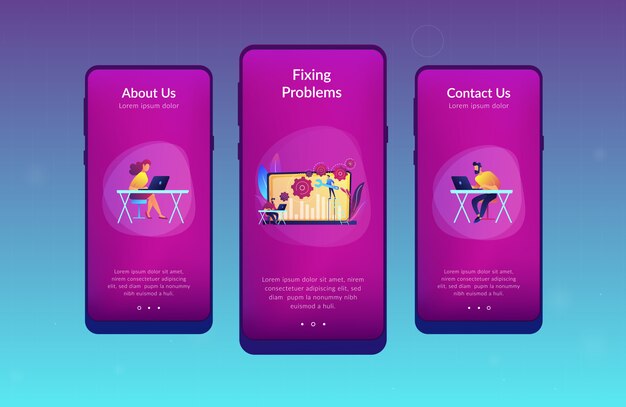 Premium Vector | Computer troubleshooting app interface template. Premium Vector | Computer troubleshooting app interface template.