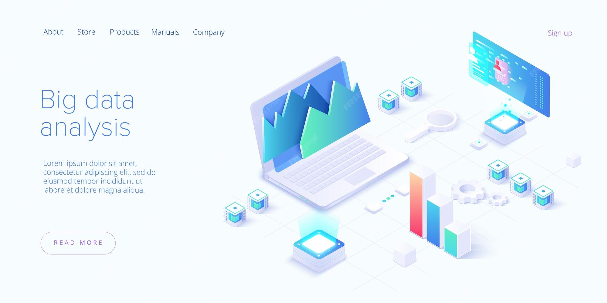 Premium Vector | Concept with laptop computer, charts diagrams, graphs ...