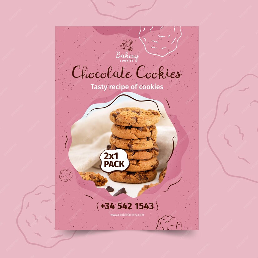 Free Vector | Cookies poster template with photo Free Vector | Cookies poster template with photo