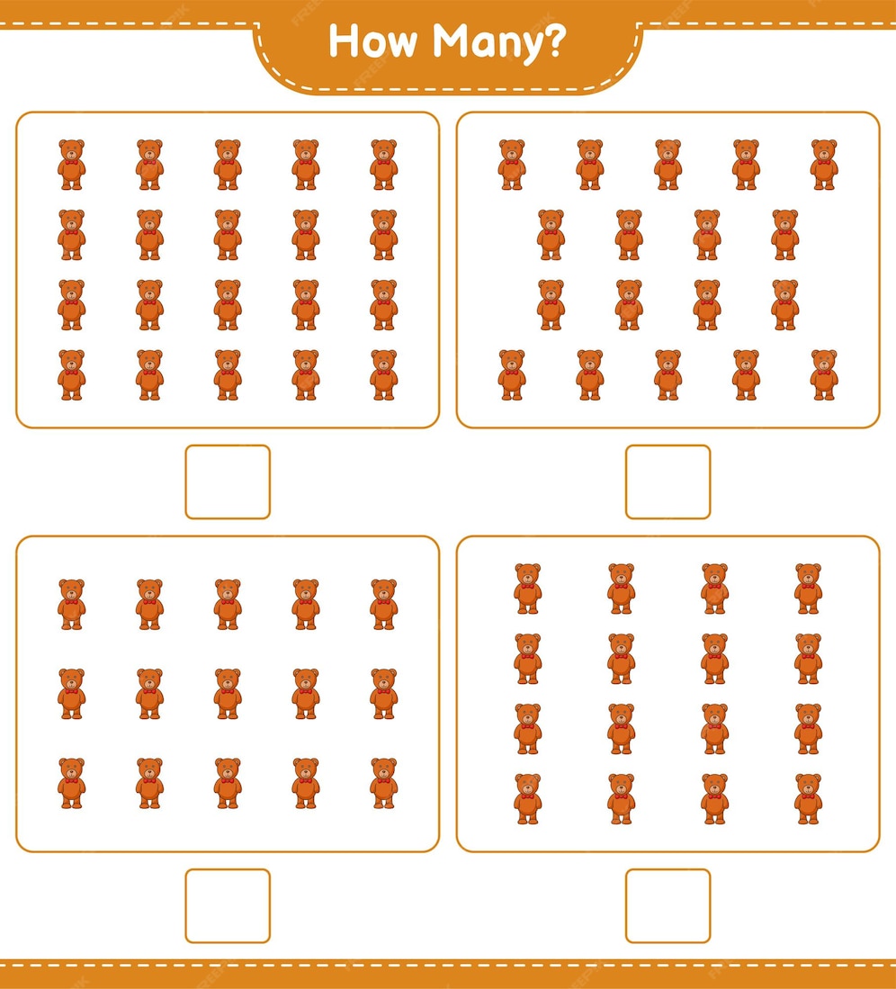Premium Vector | Counting game how many teddy bear educational children ... Premium Vector | Counting game how many teddy bear educational children ...