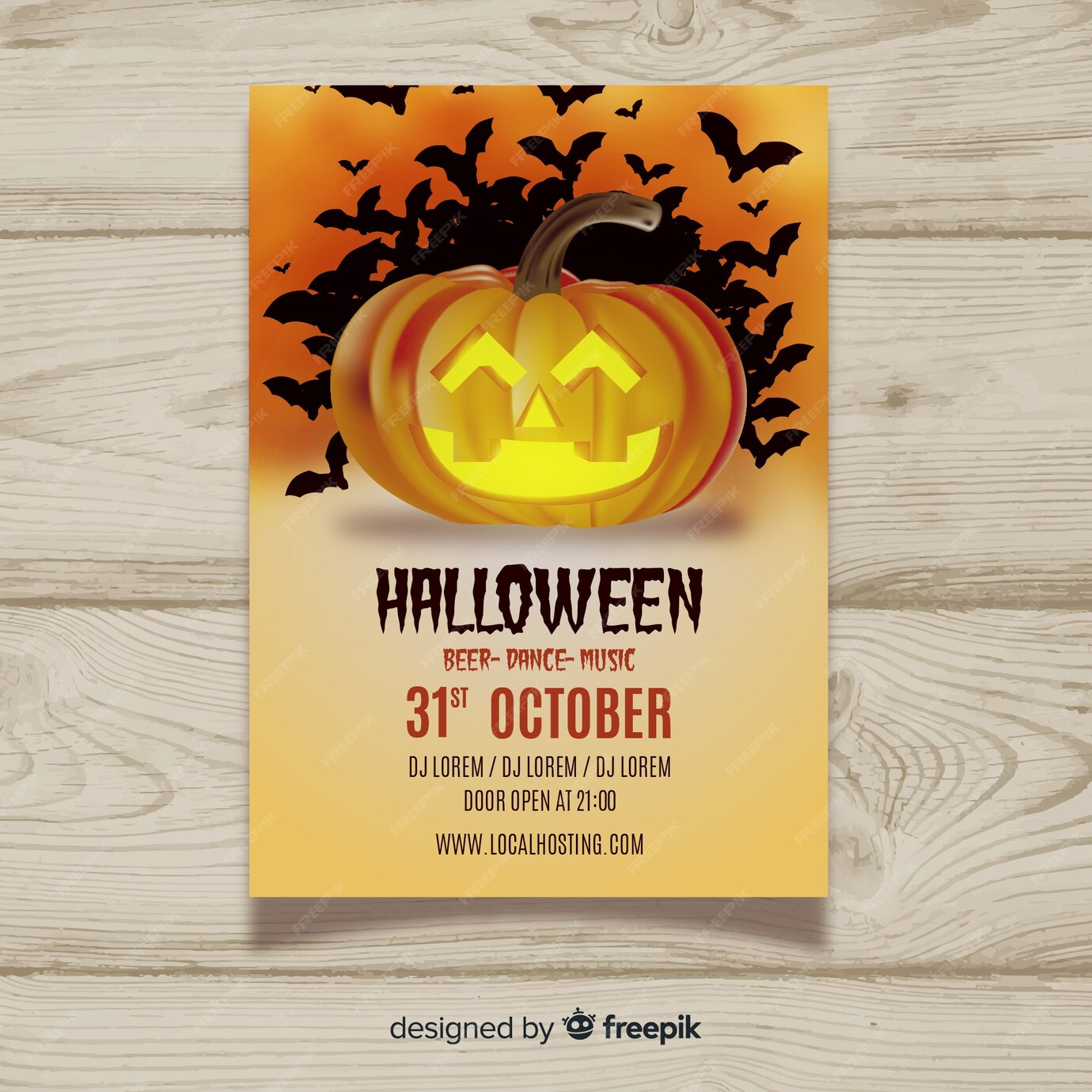 Free Vector Creepy Halloween Party Poster With Realistic Design