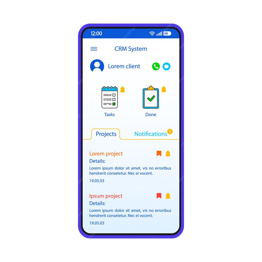 Premium Vector Crm System Smartphone Interface Vector Template Mobile App Page White Design