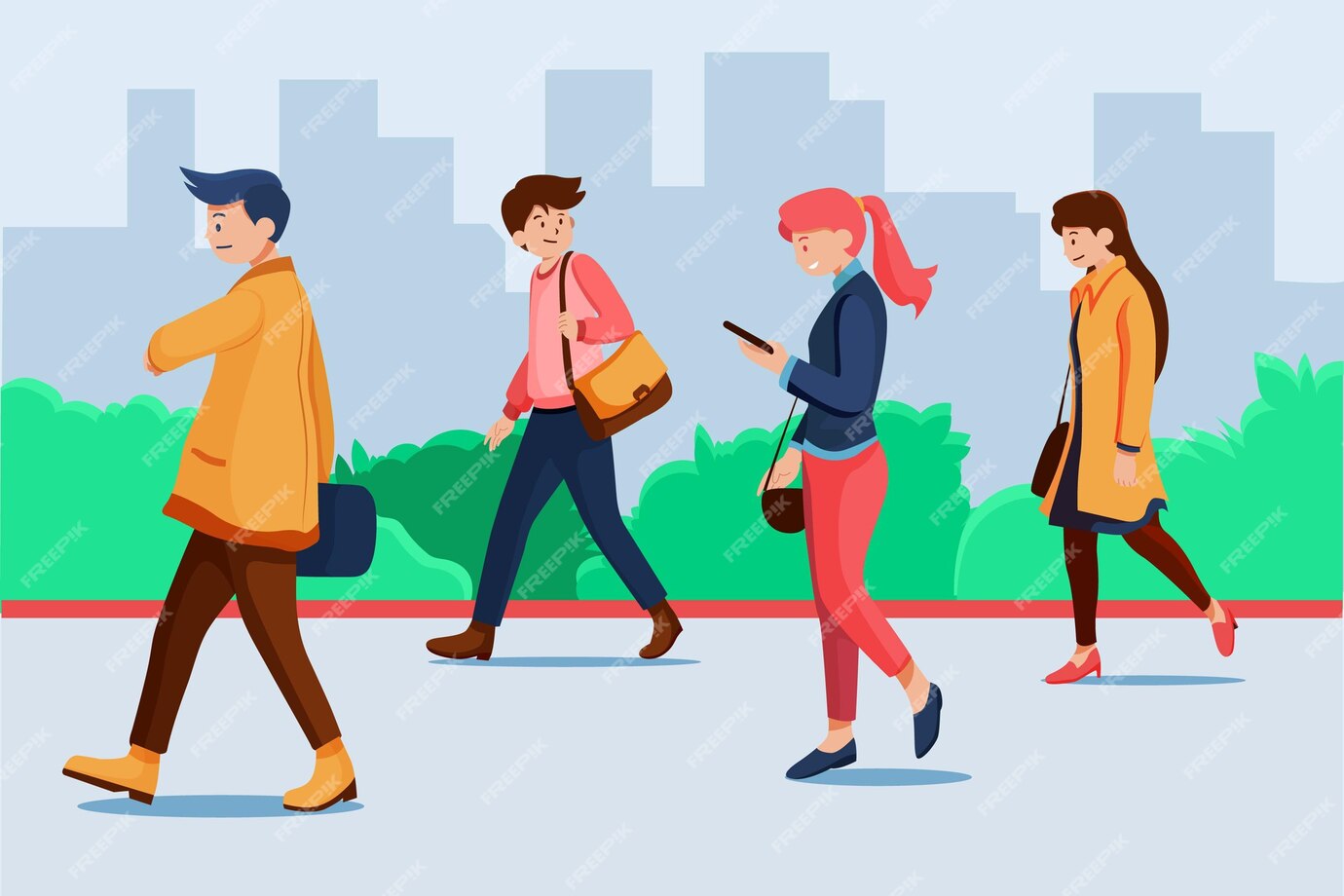 일하러 돌아가는 사람들의 군중 | 무료 벡터 일하러 돌아가는 사람들의 군중 | 무료 벡터