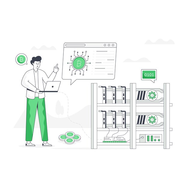 Premium Vector | A crypto mining flat vector illustration Premium Vector | A crypto mining flat vector illustration