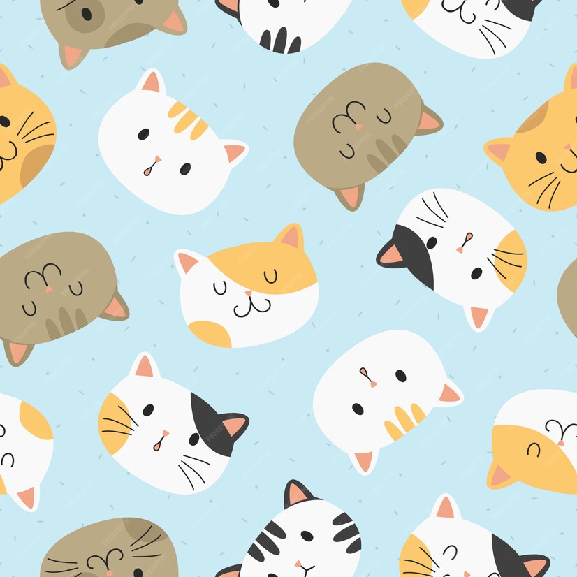 Premium Vector Cute Cats Seamless Pattern