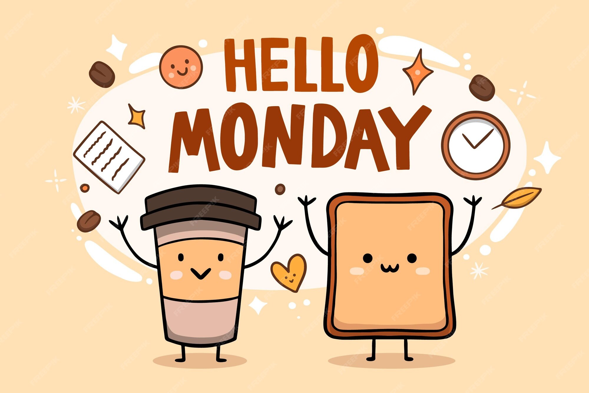 Premium Vector Cute Hello Monday Background