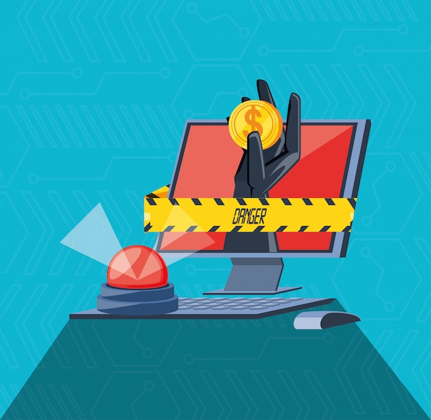 Premium Vector | Desktop computer cyber security Premium Vector | Desktop computer cyber security