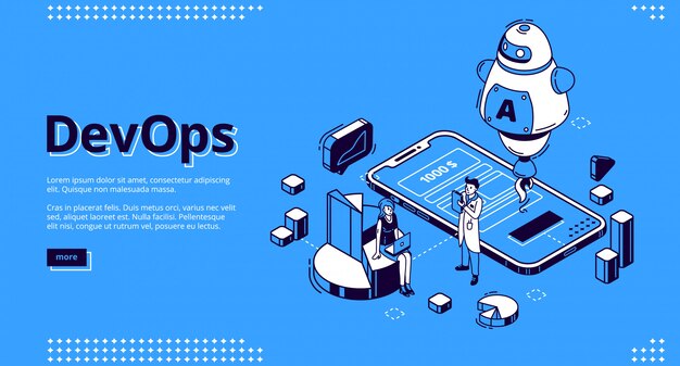 개발 운영 배너 Devops 개념 무료 벡터