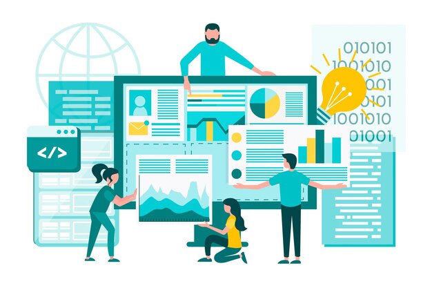 Free Vector | Programmer icons flat set