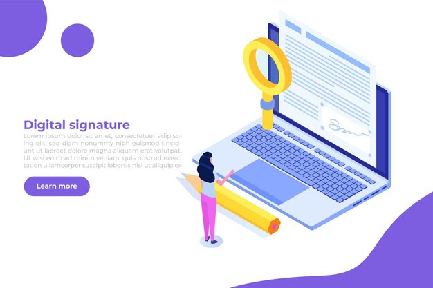 Free Vector | Electronic contract isometric banner Free Vector | Electronic contract isometric banner