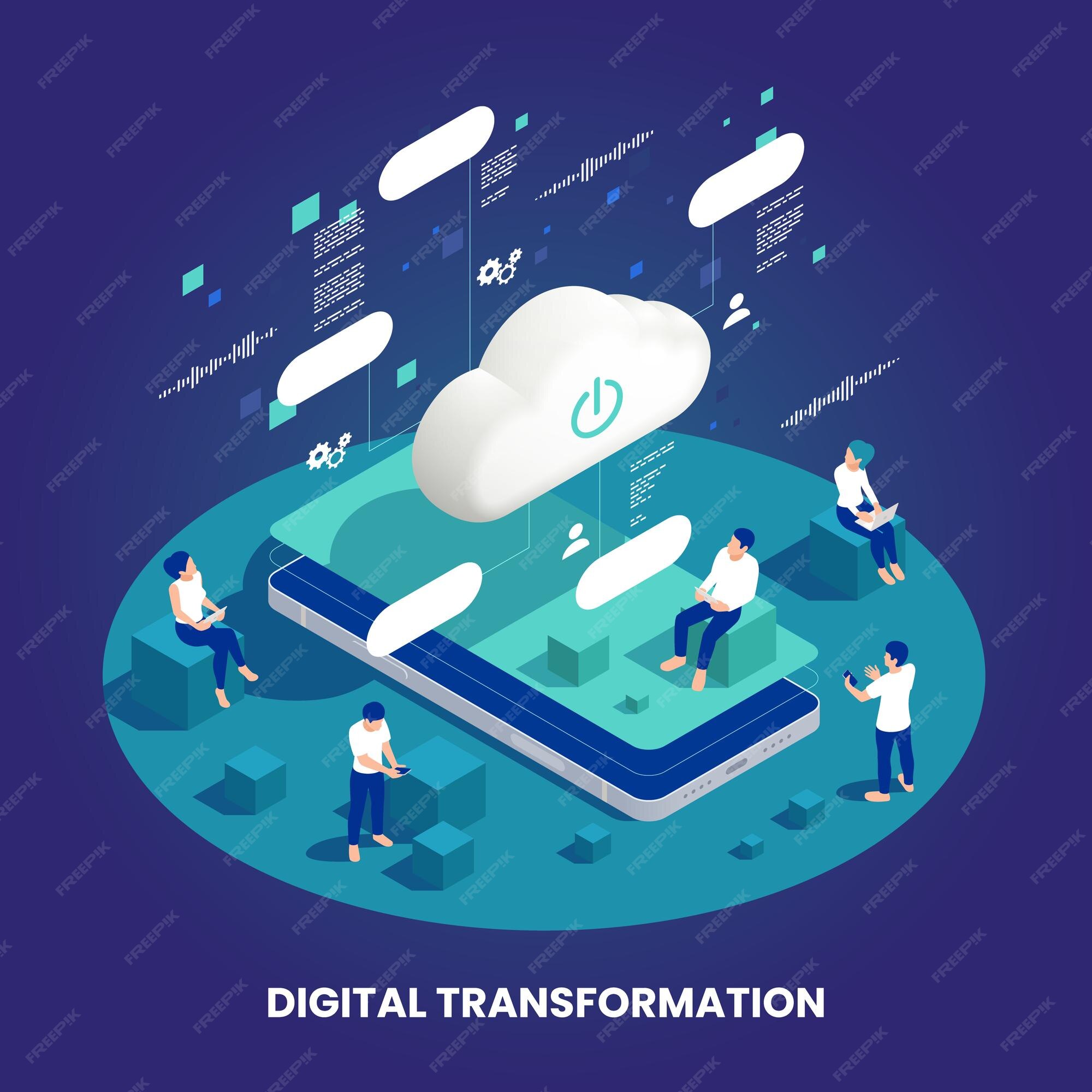 Premium Vector | Digital transformation isometric Premium Vector | Digital transformation isometric