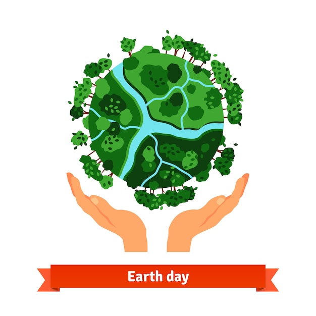 Free Vector Earth Day Concept Human Hands Holding Globe