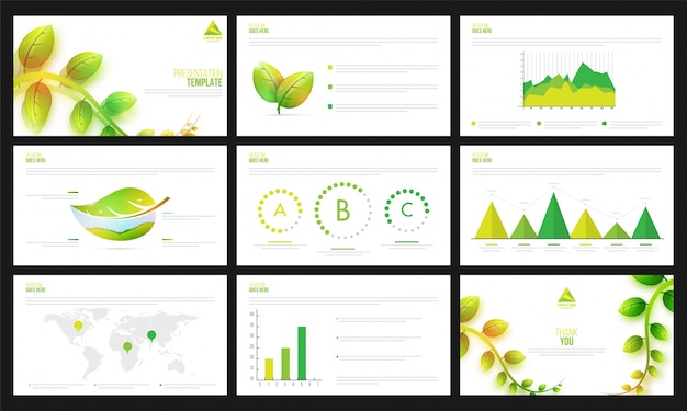 Premium Vector | Ecological presentation template with infographics. Premium Vector | Ecological presentation template with infographics.