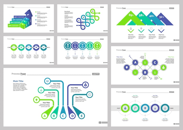 Free Vector | Eight research slide templates set Free Vector | Eight research slide templates set