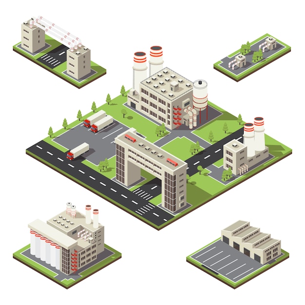 Free Vector | Factory Territory Isometric Free Vector | Factory Territory Isometric