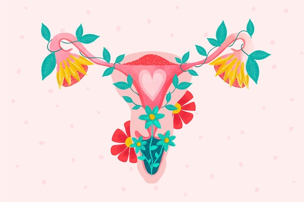 Free Vector Female Reproductive System With Flowers