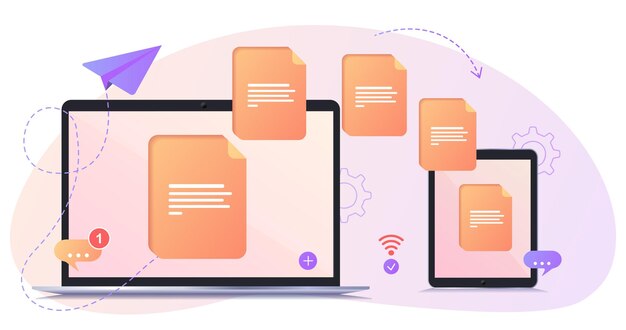 Premium Vector | File transfer files transferred encrypted formprogram for remote connection ...