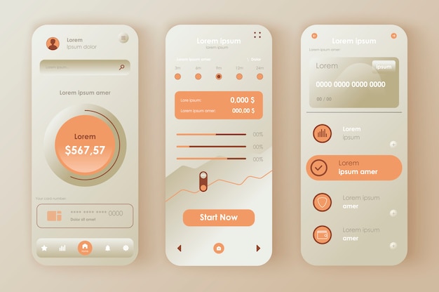 Premium Vector | Neomorphic mobile app ui ux kit blockchain unique ... Premium Vector | Neomorphic mobile app ui ux kit blockchain unique ...