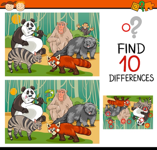 Premium Vector | Finding differences game cartoon Premium Vector | Finding differences game cartoon