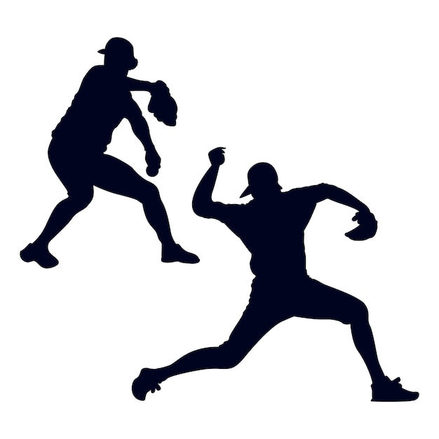 Free Vector | Flat baseball player silhouettes collection Free Vector | Flat baseball player silhouettes collection