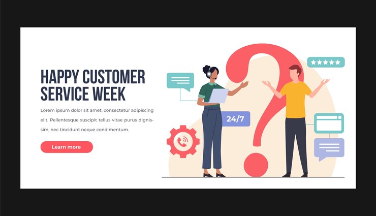 Free Vector | Flat customer service week horizontal banner template Free Vector | Flat customer service week horizontal banner template