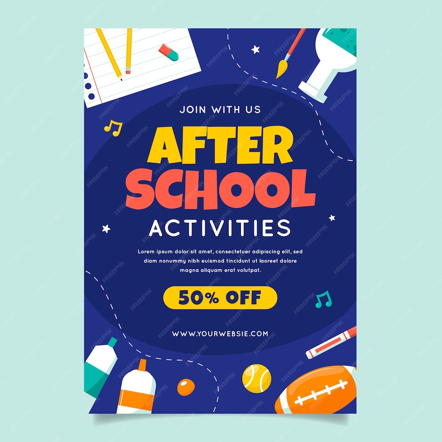 Free Vector Flat Design After School Activities Poster