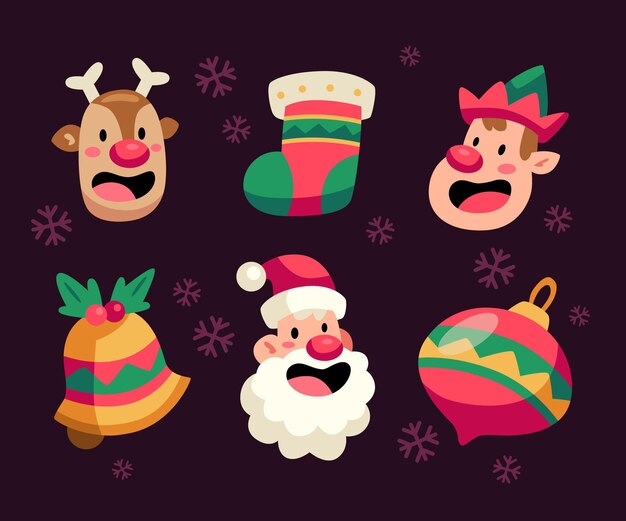 Premium Vector | Flat design christmas element collection Premium Vector | Flat design christmas element collection
