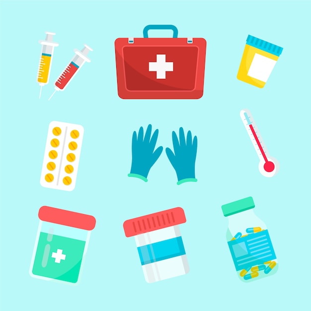 Free Vector | Flat design first aid kit collection element Free Vector | Flat design first aid kit collection element