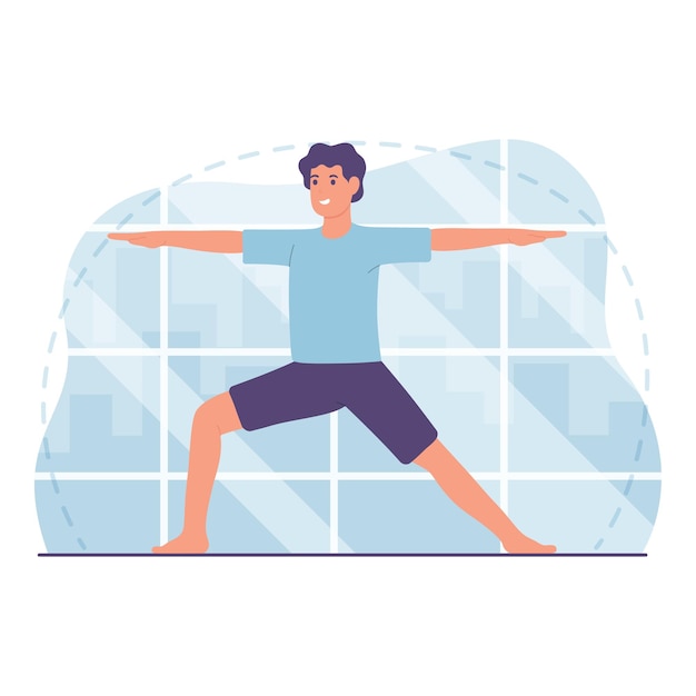 Premium Vector | Flat design man character in a yoga position Premium Vector | Flat design man character in a yoga position