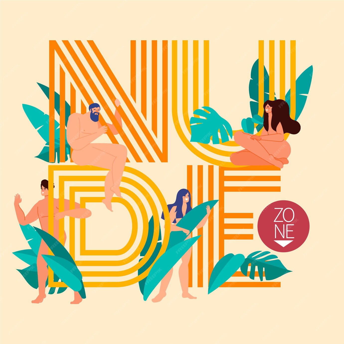 Free Vector Flat Design People Sitting On A Nude Zone