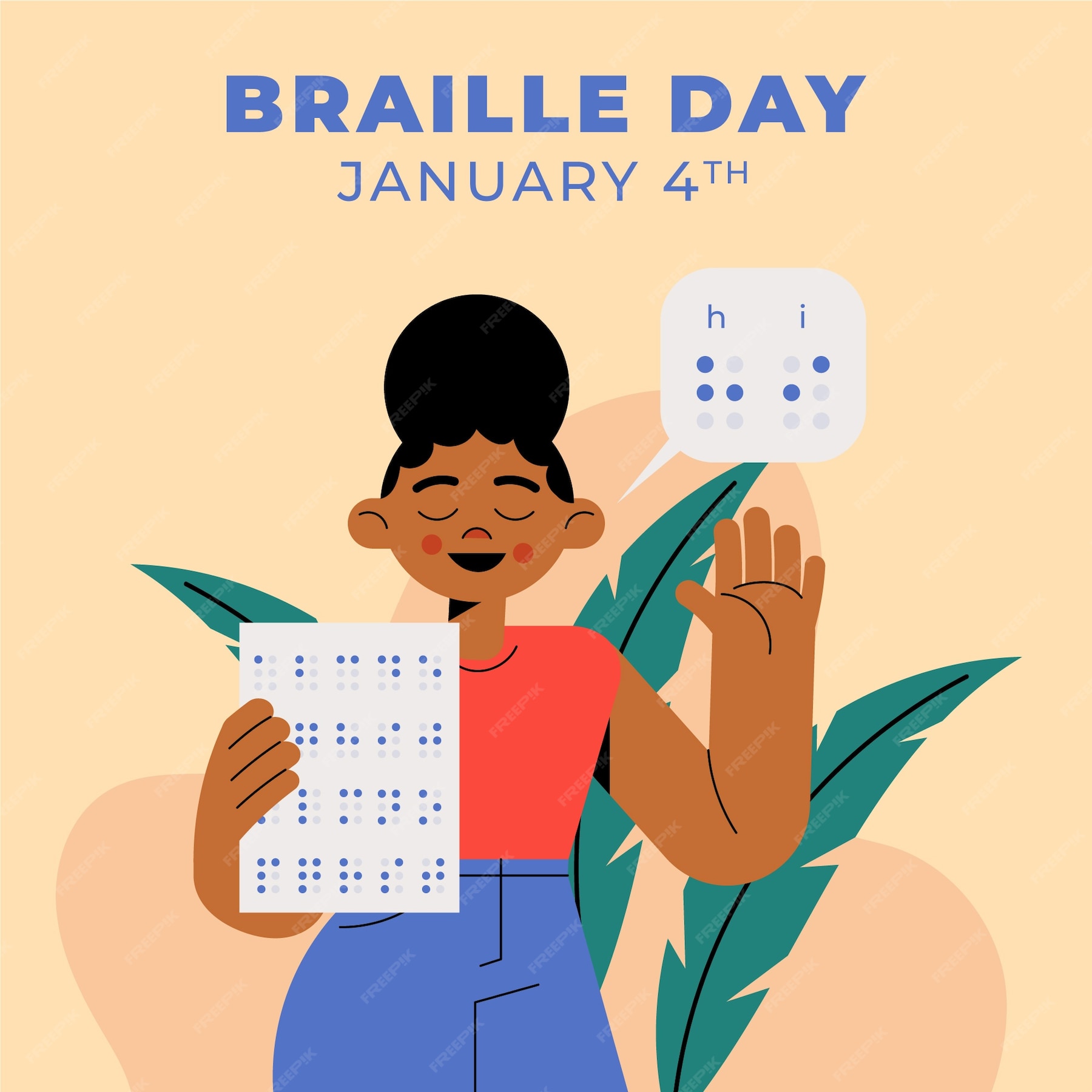 Free Vector | Flat illustration for world braille day celebration Free Vector | Flat illustration for world braille day celebration
