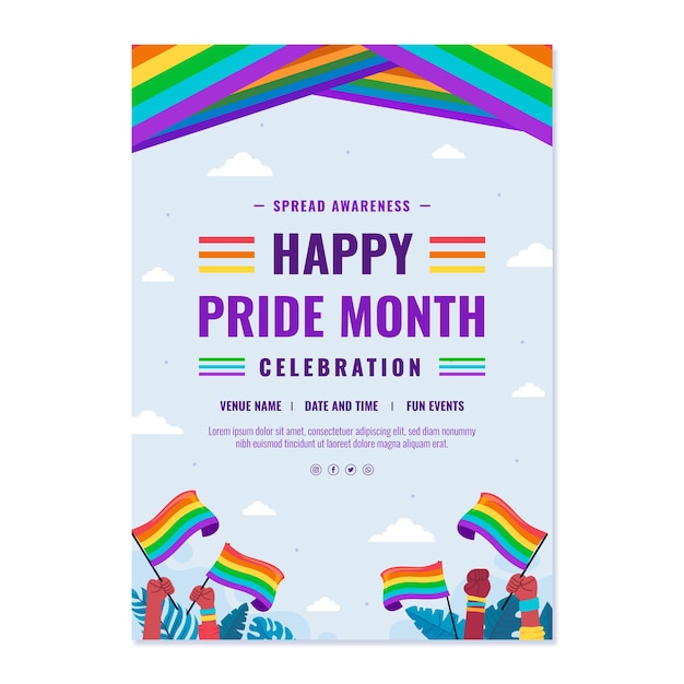 Free Vector Flat Pride Month Lgbt Vertical Flyer Template