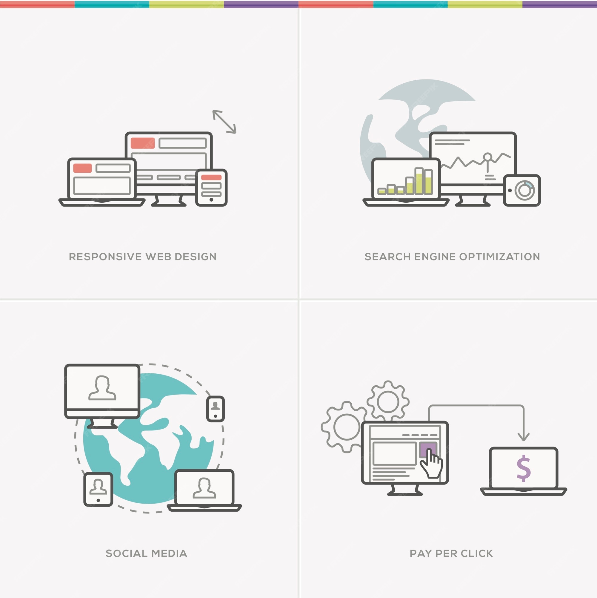 Premium Vector | Flat web development concepts minimal vector computer ...