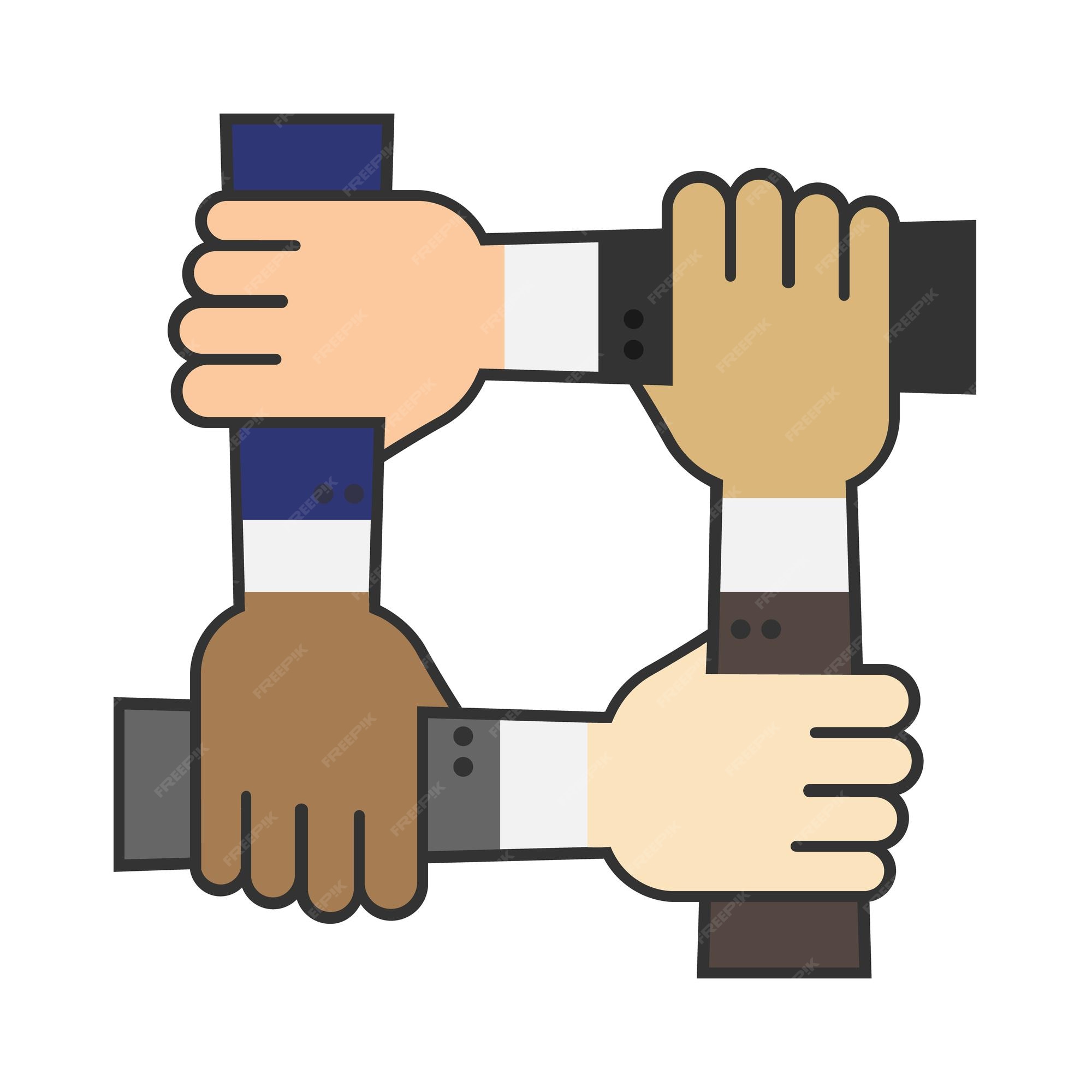 Premium Vector | Four hands hold together for the wrist other four ... Premium Vector | Four hands hold together for the wrist other four ...