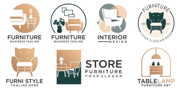 Premium Vector | Furniture icon set logo design. furniture store and ... Premium Vector | Furniture icon set logo design. furniture store and ...